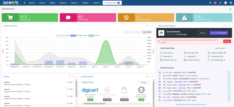 Fuel your WHMCS with MetricsCube insights! - MetricsCube
